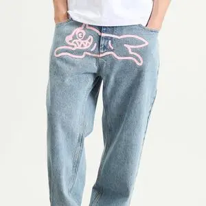 ICECREAM Running Dog Loose Straight Jeans - Heavy Wash Blue