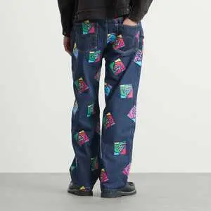 ICECREAM Running Dog Tile Loose Straight Jeans