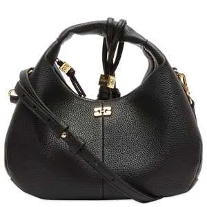 GANNI Hobo Mini Grained Bag - Black