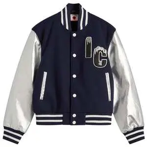 ICECREAM Cherry Varsity Jacket - Navy/silver