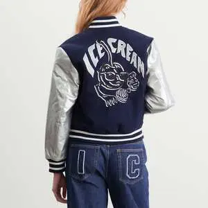 ICECREAM Cherry Varsity Jacket - Navy/silver