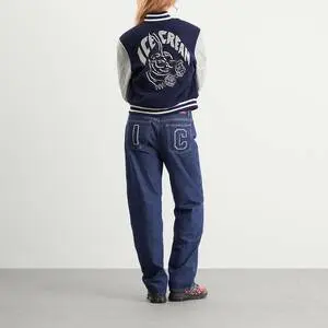 ICECREAM Cherry Varsity Jacket - Navy/silver