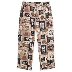 PATTA Collage Canvas Straight Leg Pants - Beige