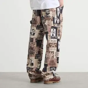 PATTA Collage Canvas Straight Leg Pants - Beige