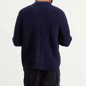 WAX LONDON Friar Zip Knit Jacket - Navy