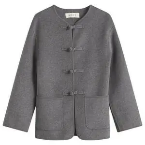 RÓHE Mandarin Closure Double-faced Jacket - Mid Grey Melange