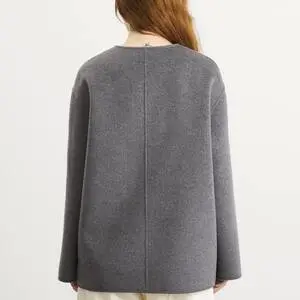 RÓHE Mandarin Closure Double-faced Jacket - Mid Grey Melange