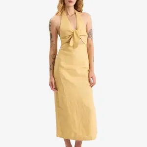 SIR. Carlotta Tie Linen Midi Dress