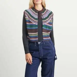 BEAMS Multi Stripe Knit Vest