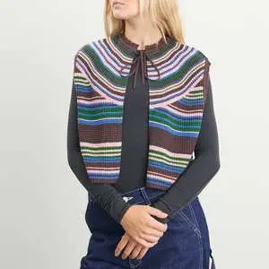 BEAMS Multi Stripe Knit Vest