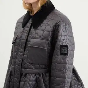 GANNI Quilted Midi Jacket - Phantom