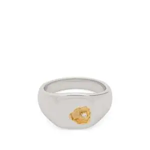 Tom Wood Mined Diamond Signet Ring - Silver/gold