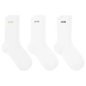 SKIMS Logo Ribbed Crew Sock 3 Pack - Snow