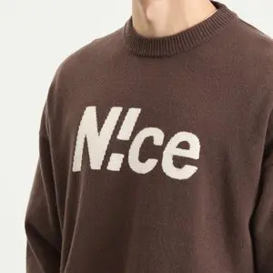 N!CE Intarsia Logo Knit Sweater