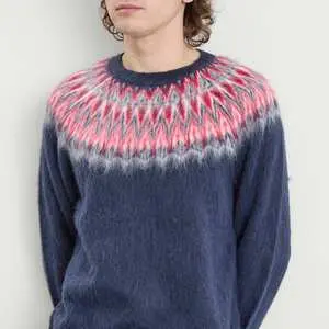 BEAMS Nordic Shaggy Crew Neck Jumper