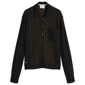 PERCIVAL Appendix Long Sleeve Knitted Shirt - Black/brown