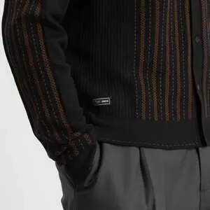 PERCIVAL Appendix Long Sleeve Knitted Shirt - Black/brown