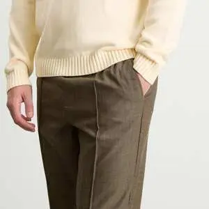 PERCIVAL Grounds Herringbone Wool Relaxed Trousers