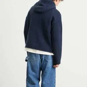 JW Anderson Anchor Embroidery Zipped Hoodie - Steel Blue