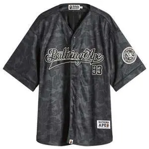A BATHING APE Camo Stripe Baseball Shirt