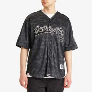 A BATHING APE Camo Stripe Baseball Shirt