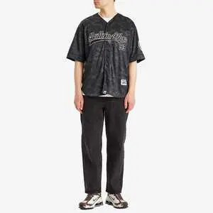 A BATHING APE Camo Stripe Baseball Shirt