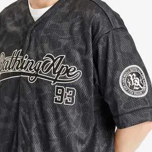 A BATHING APE Camo Stripe Baseball Shirt