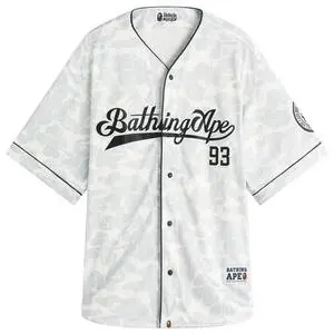 A BATHING APE Camo Stripe Baseball Shirt - Grey