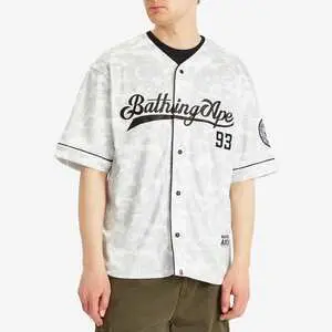 A BATHING APE Camouflage Stripe Baseball Shirt