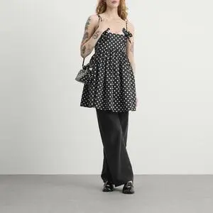GANNI Mini Strap Dress With Bow Detail