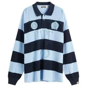 A BATHING APE Jacquard Multi Logo Stripe Relaxed Fit Ls T-shirt