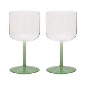 HAY Tint Wine Glass Set Of 2 - Clear/jade Light/dark Green