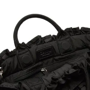 GANNI Mini Shopper Ruffle - Black