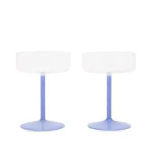 HAY Tint Coupe Glass Set Of 2 - Clear/jade Light Blue