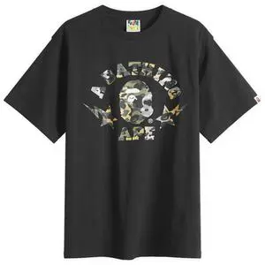 A BATHING APE 1st Camo Crazy Sta College T-shirt - Black