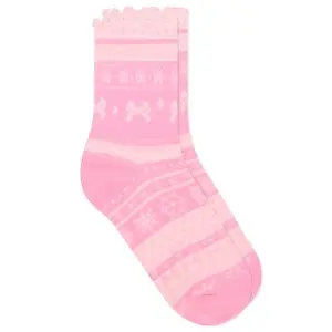 SKIMS Plush Pointelle Crew Socks - Bubblegum Bow Fairisle