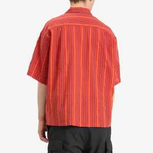 BEAMS Stripe Open Collar Shirt