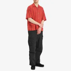 BEAMS Stripe Open Collar Shirt
