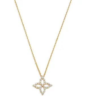 Roberto Coin 18k White Diamond Flower Pendant Necklace - Yellow Gold