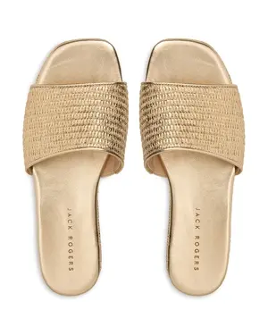 Jack Rogers Bay Raffia Flatform Sandals - Gold