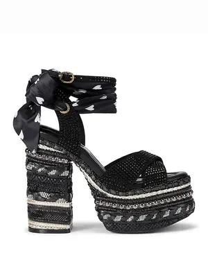 Kurt Geiger Chelsea Scarf Platform Sandals - Charcoal