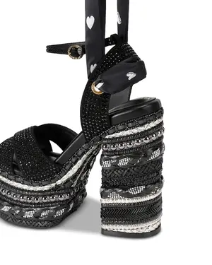 Kurt Geiger Chelsea Scarf Platform Sandals - Charcoal