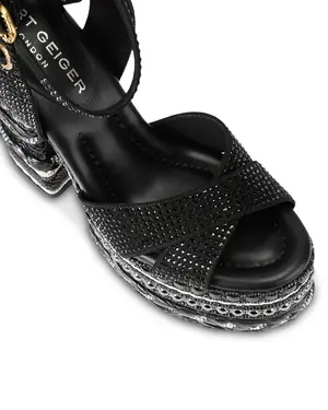 Kurt Geiger Chelsea Scarf Platform Sandals - Charcoal