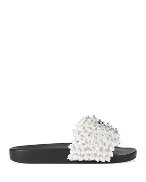 Kurt Geiger Meena Eagle Beaded Slides - Open White