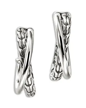 John Hardy Jh Essentials Crossover Hoop Earrings - Silver