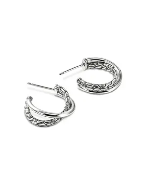John Hardy Jh Essentials Crossover Hoop Earrings - Silver