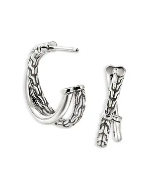 John Hardy Jh Essentials Crossover Hoop Earrings - Silver