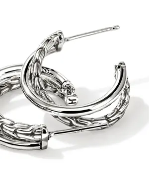 John Hardy Jh Essentials Crossover Hoop Earrings - Silver