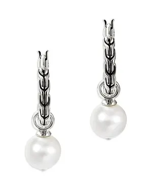 John Hardy Sterling Freshwater Pearl Hoop Earrings - Silver