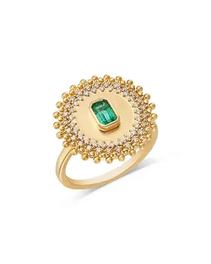 Bloomingdale'S Emerald & Diamond Statement Ring In 14k Yellow - Gold